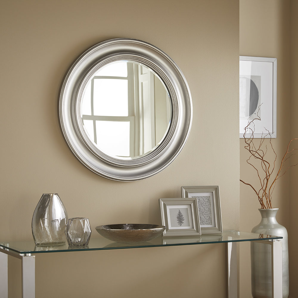 Hamilton Silver Round Wall Mirror