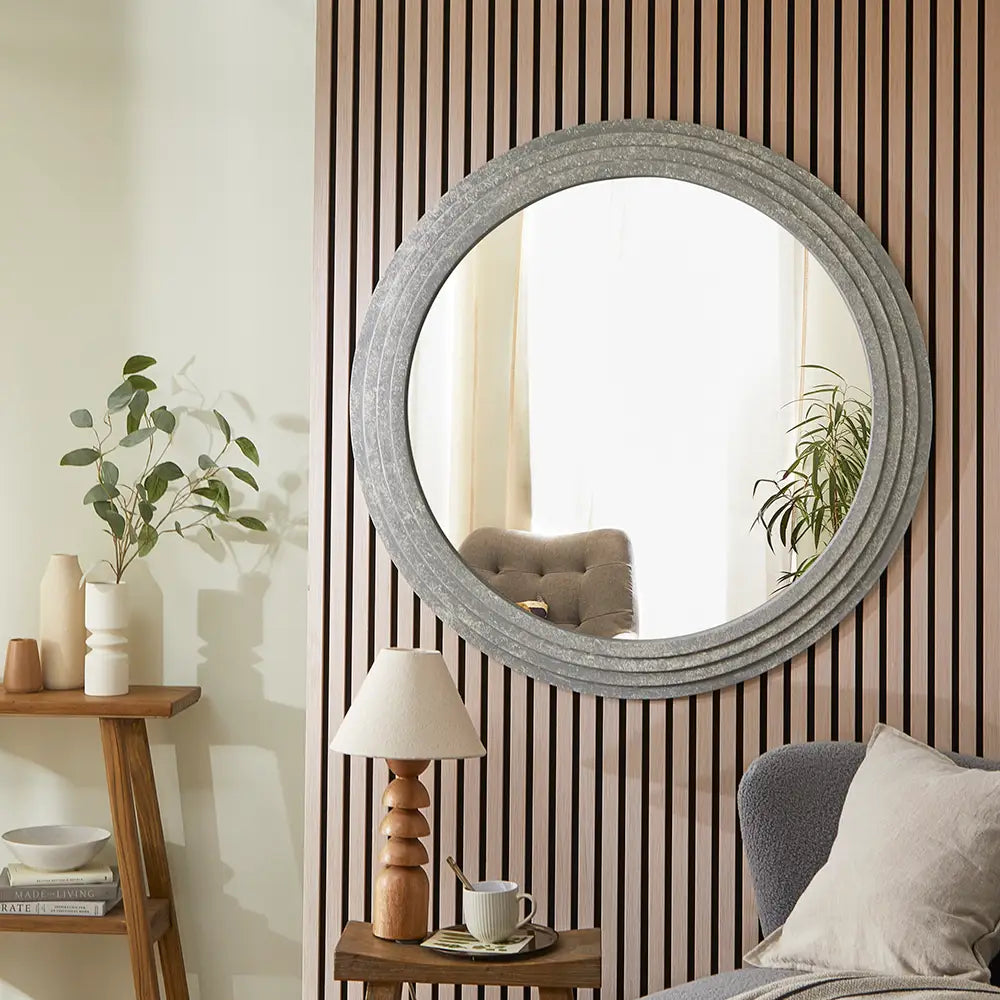 Delphi Stone Effect Round Mirror - 100cm